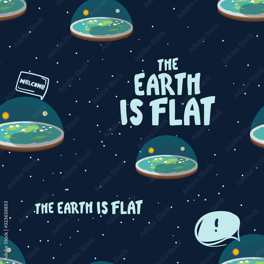 Flat Earth. seamless pattern. Old Vision of Planet and solar system ...