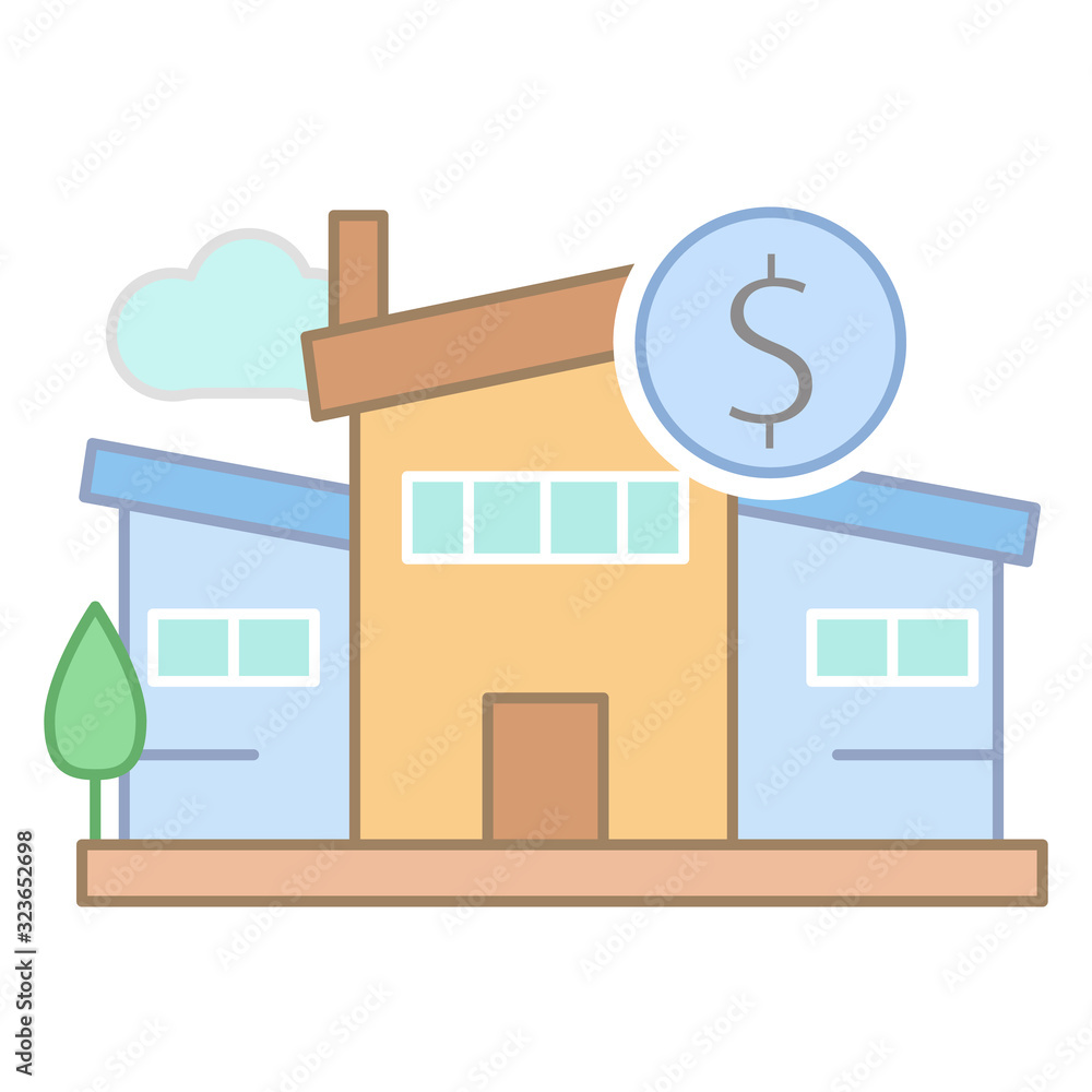 House price sign icon. Simple line, outline vector elements of color ...