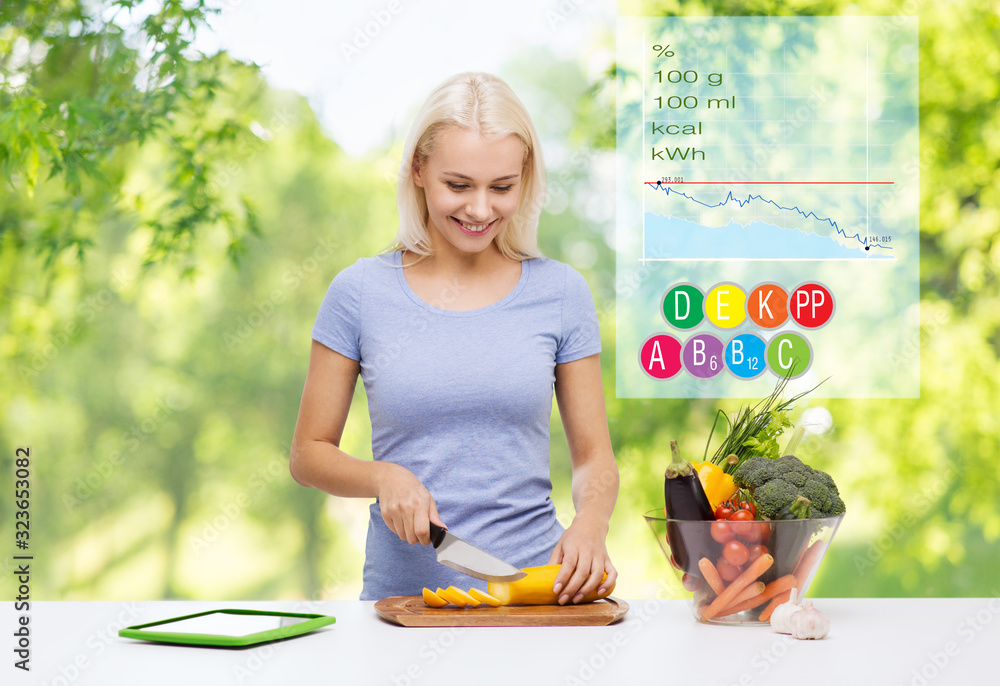 healthy eating, diet and people concept - happy smiling young woman ...