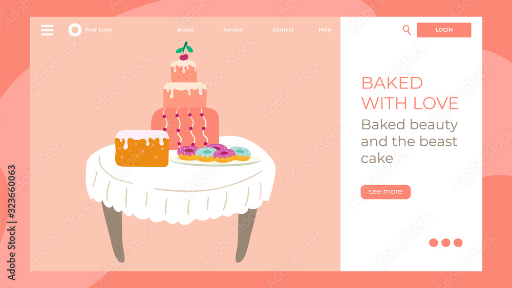 Bakery website design, homemade cakes and sweets, vector illustration ...