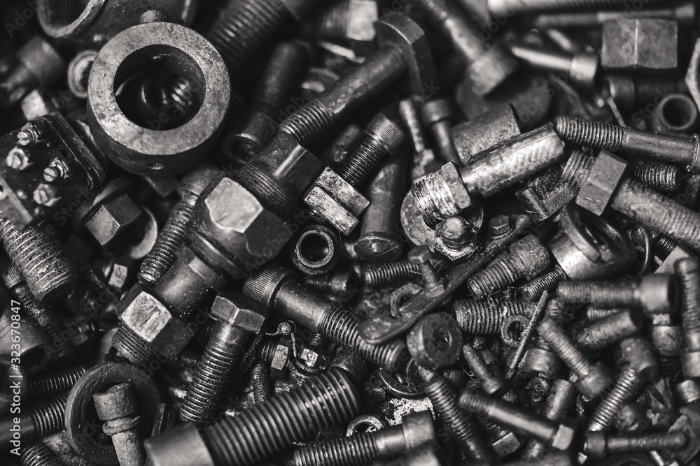 nut and bolt black and white texture pattern for industrial arts ...