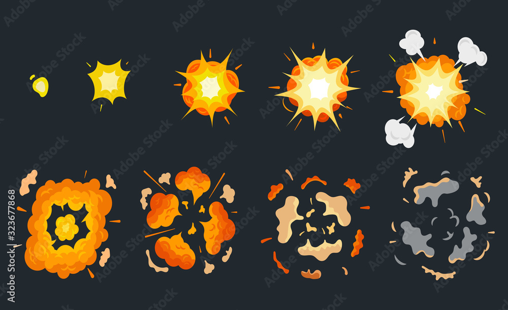 Cartoon explosion burst, comic book blast boom Stock Vector | Adobe Stock