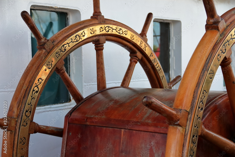 steering wheel of a sailing ship Kruzenshtern Stock Photo | Adobe Stock