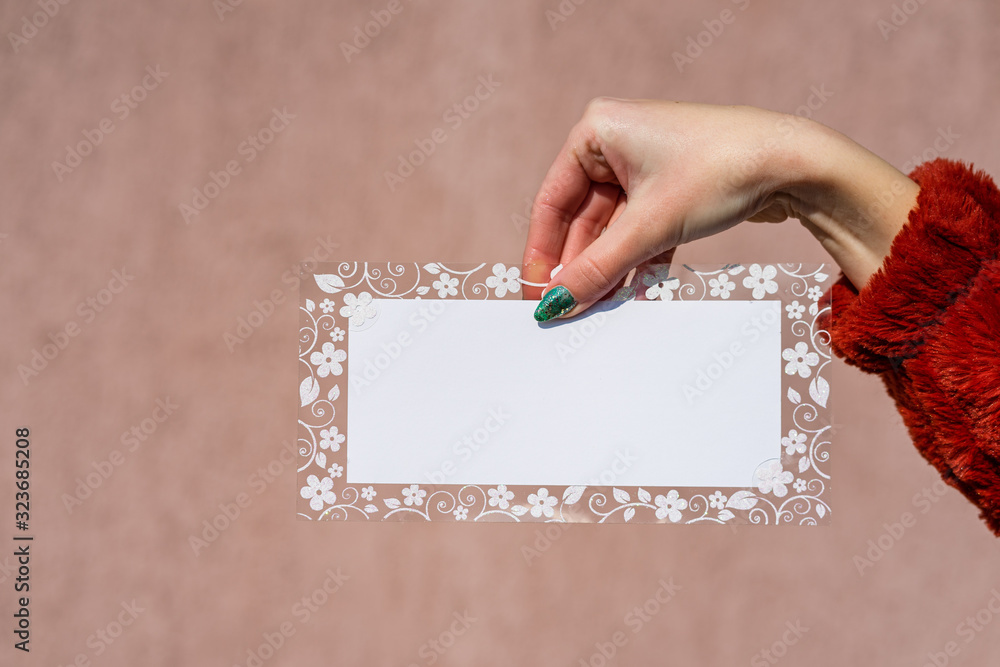 Empty space for text with decorated floral frame, greeting card design ...