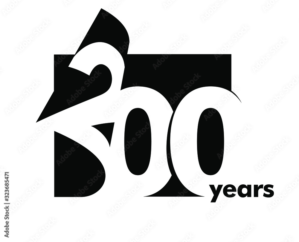 Vector 200 years anniversary logotype. Isolated black logo 200th ...