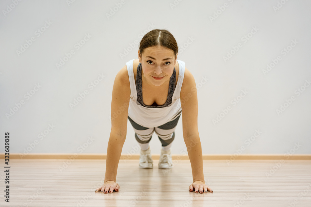 Girl in stretching position . Sporty girl body curve health care ...