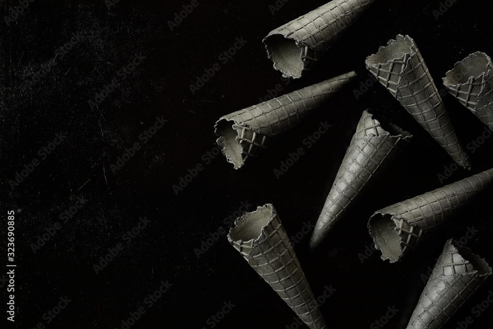Monochromatic grey background of ice cream cones Stock Photo | Adobe Stock