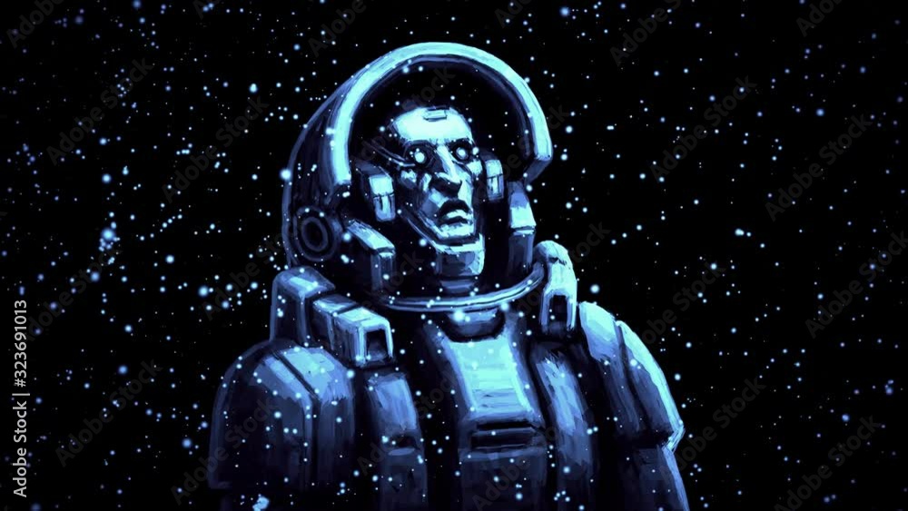 Astronaut vj loop 2D animation. Cool science fiction spaceman video ...