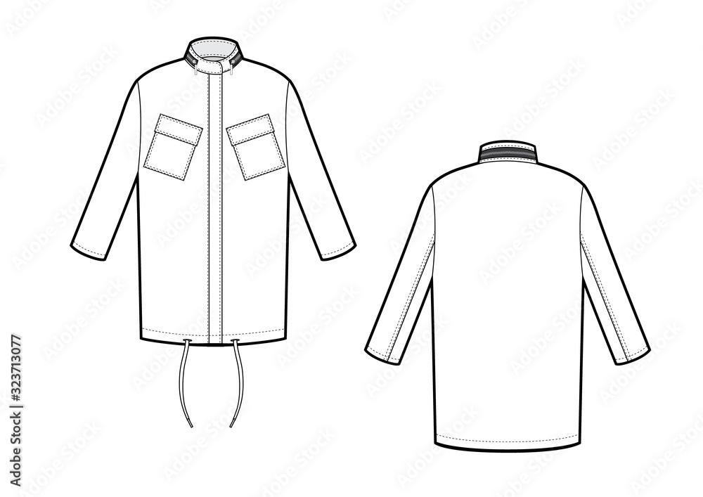 Jacket Design,Sportswear Oversize Jacket front and back view. Stock ...