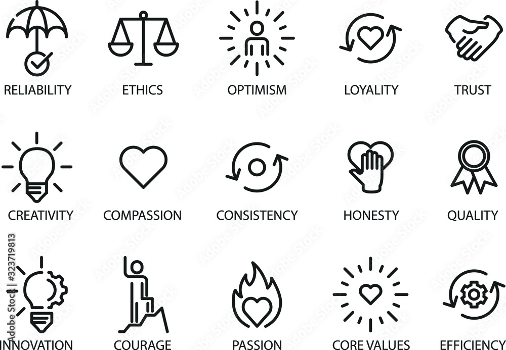 Core values set icon, vector illustration Stock Vector | Adobe Stock