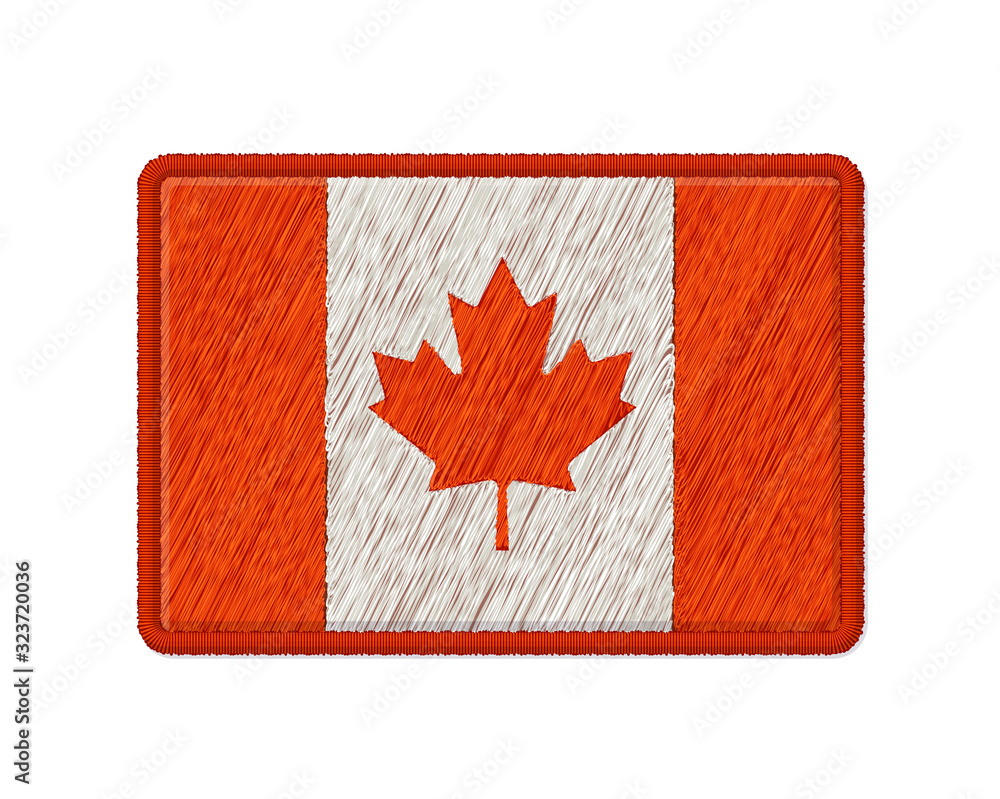 Flag Of Canada Patch. Vector Photo Realistic Embroidery Isolated On ...