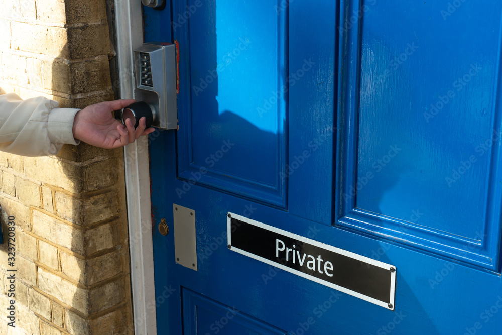 Private room with secure code, keyless entry lock or keypad push ...