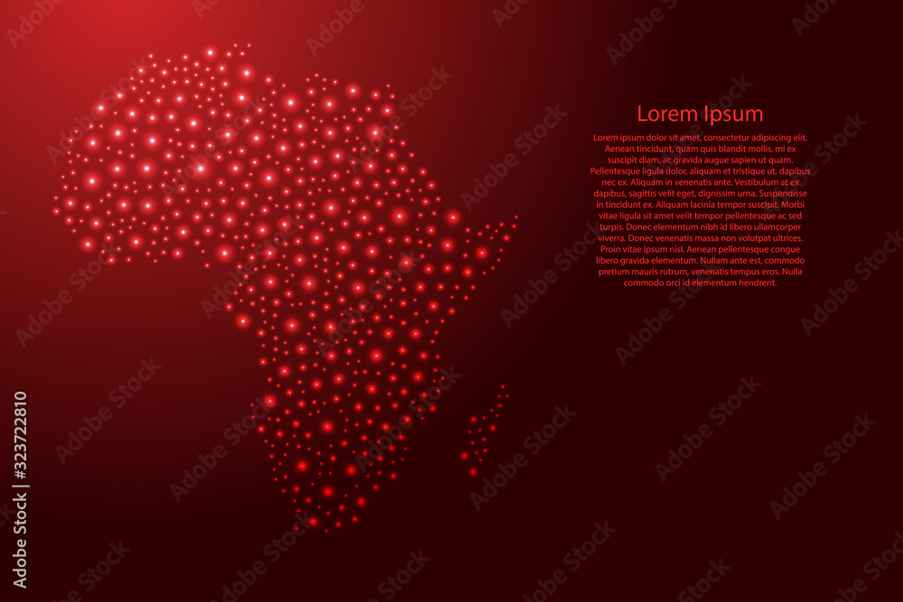 Africa continent map from red and glowing space stars abstract concept ...