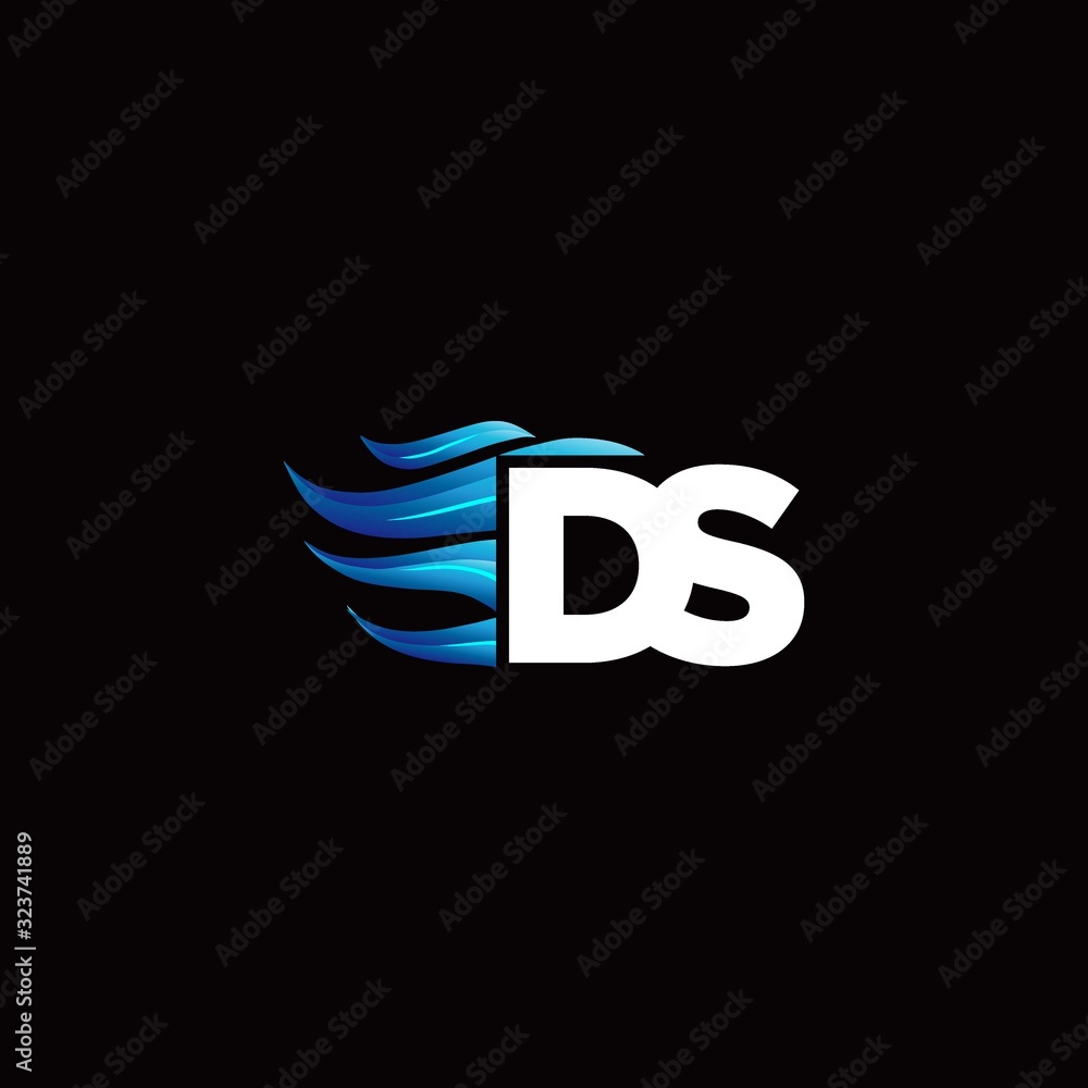 DS monogram logo with blue fire style design template Stock Vector ...