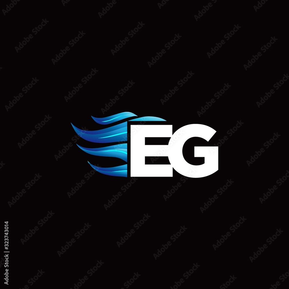 EG monogram logo with blue fire style design template Stock Vector ...