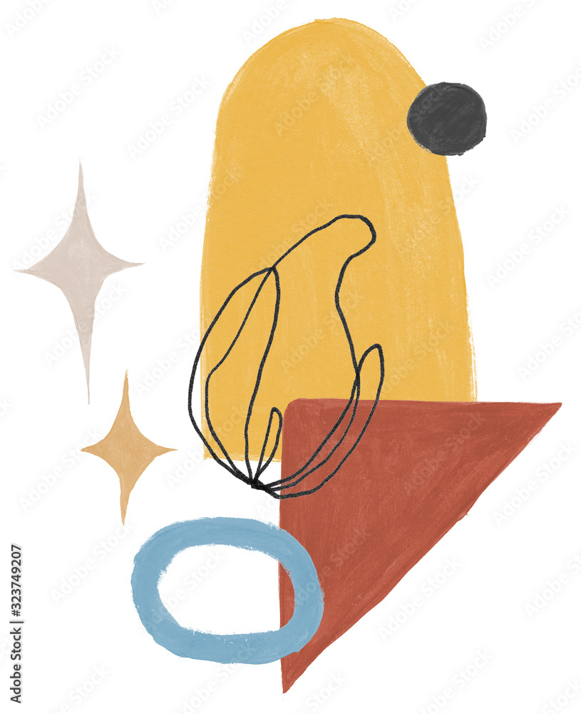 Artisan Abstract Shapes Line Art Composition Stock Illustration | Adobe ...