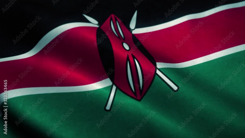 Kenya flag waving in the wind. National flag of Kenya. Sign of Kenya ...