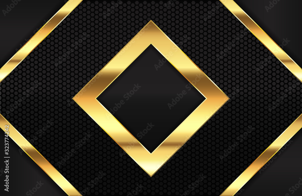Luxury background with Glossy Gold rhombus shape and hexagonal surface ...