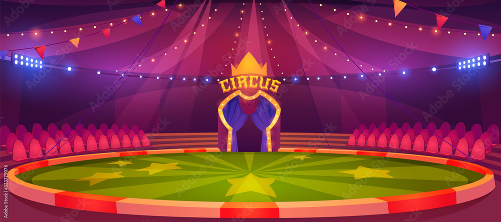 Circus arena, round stage for performance, carnival show. Vector ...