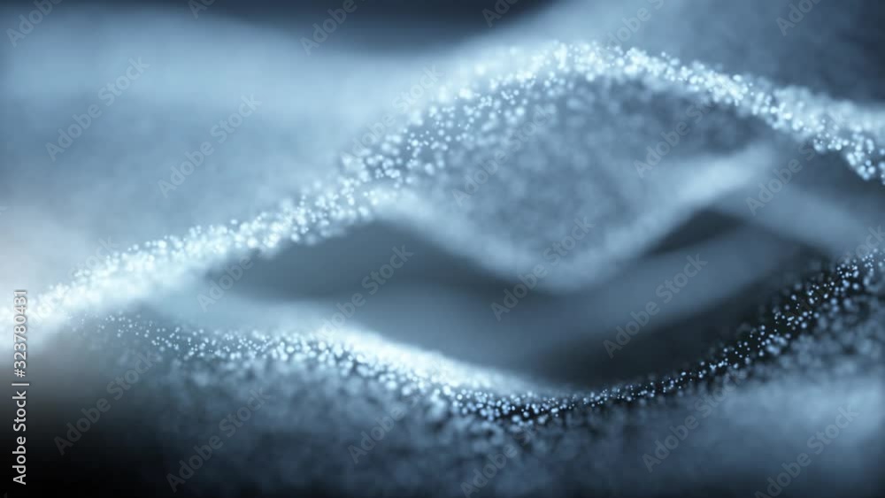 Dark, misty background with attractive blurry dots, dust waving motion ...