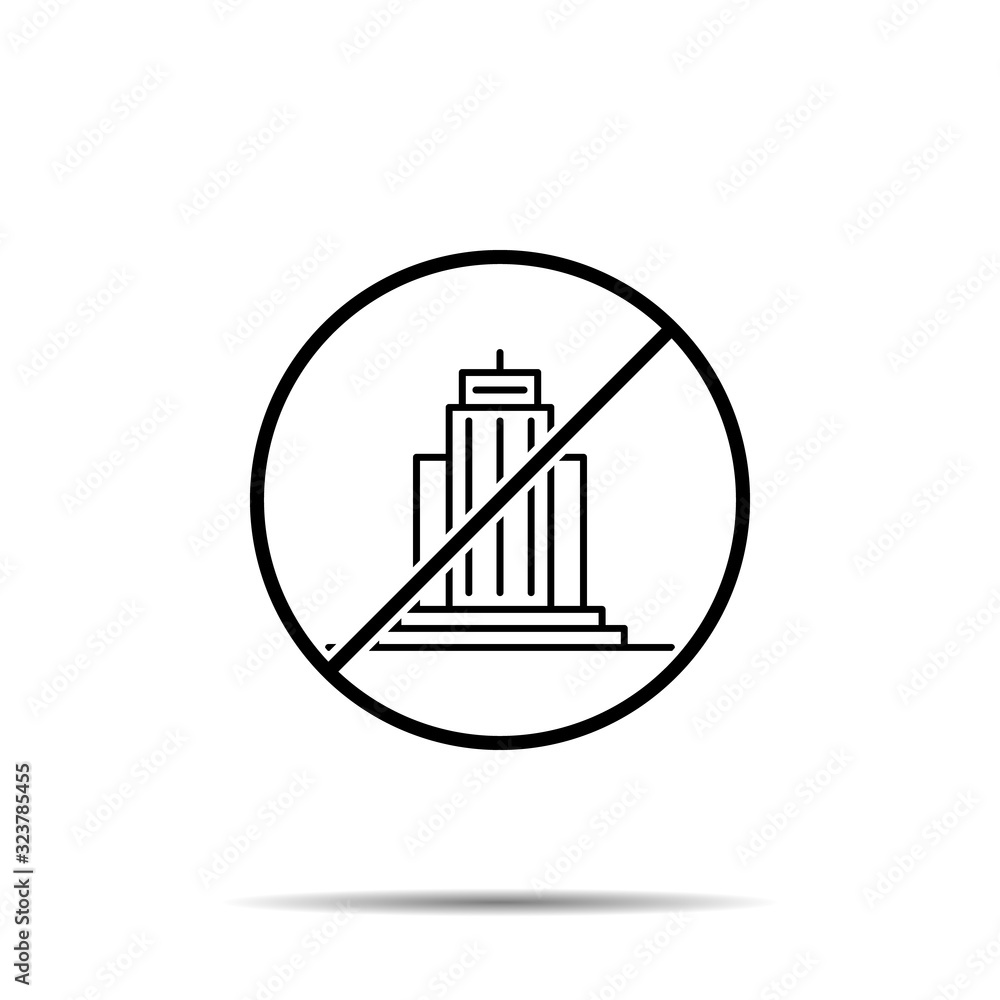 No building icon. Simple thin line, outline vector of buildings ban ...