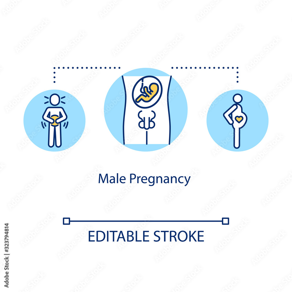 Male pregnancy concept icon. Human reproduction. Man bearing child ...