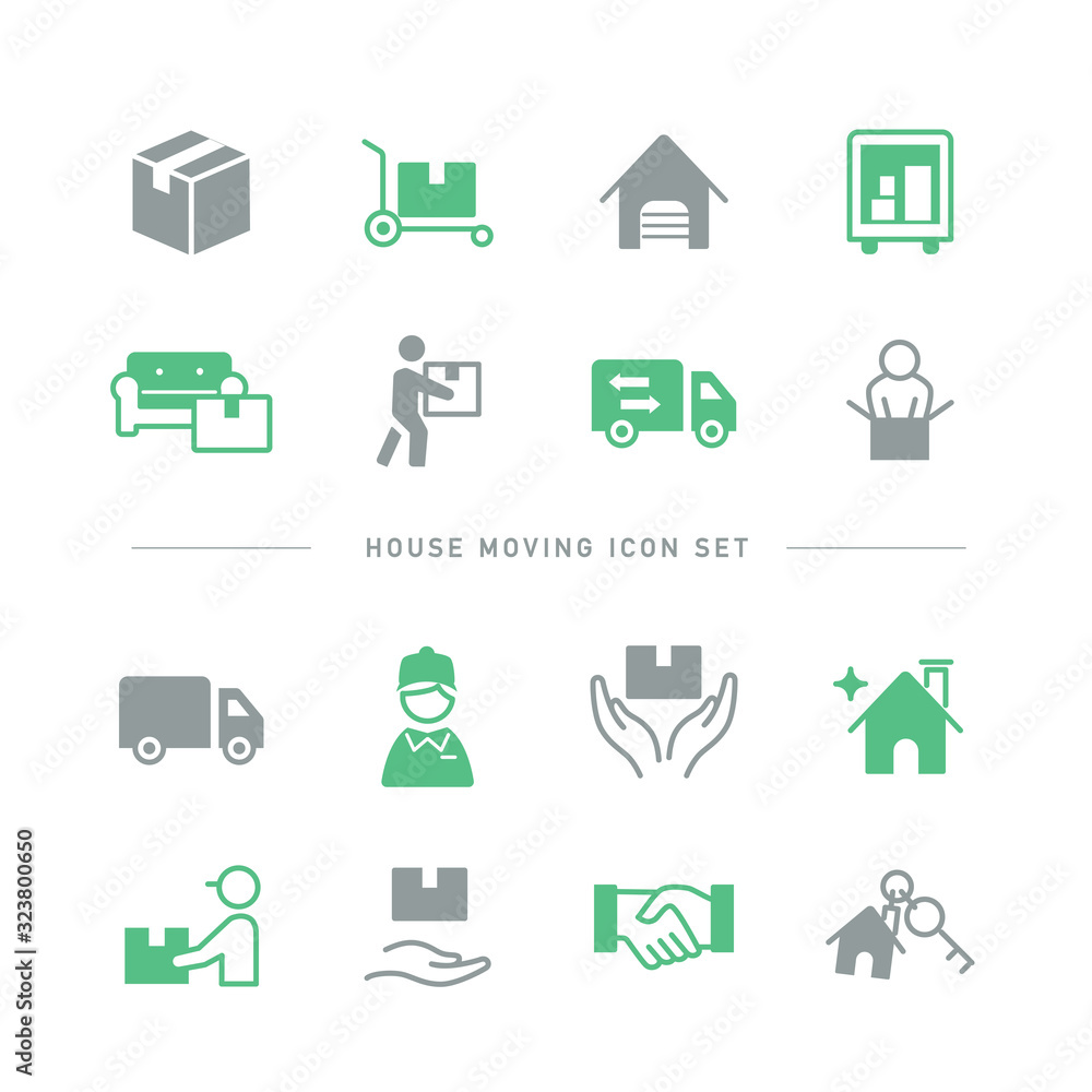 HOUSE MOVING ICON SET Stock Vector | Adobe Stock