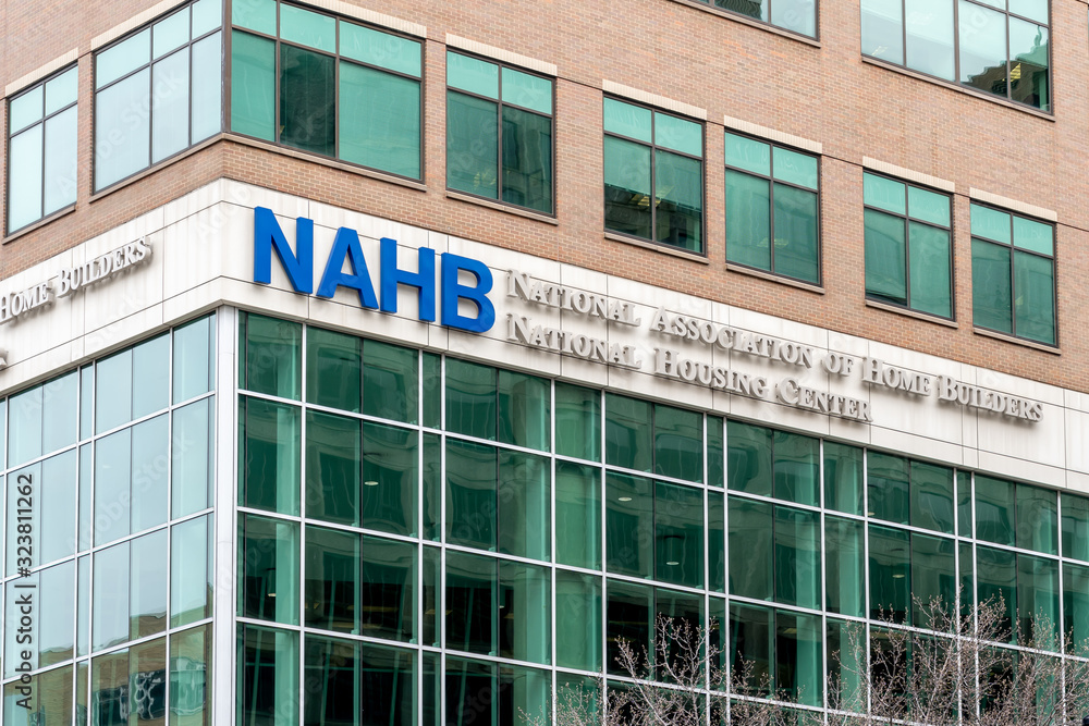 Washington, DC, USA- January 13, 2020: Sign of NAHB at its headquarters ...