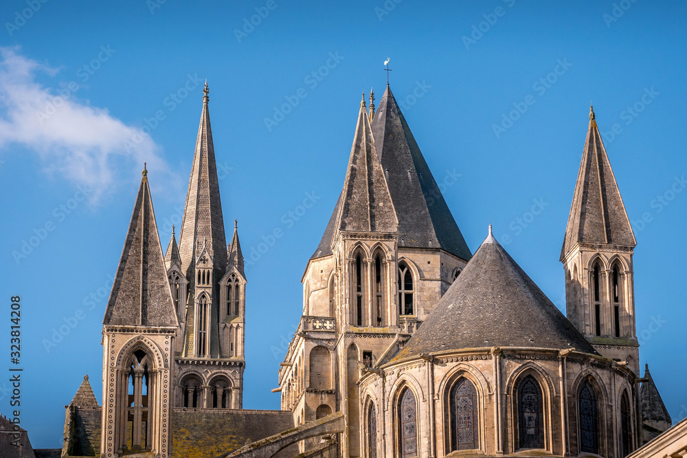 Cityscape of Caen, depicting the Abbey. Caen is the capital of Calvados ...