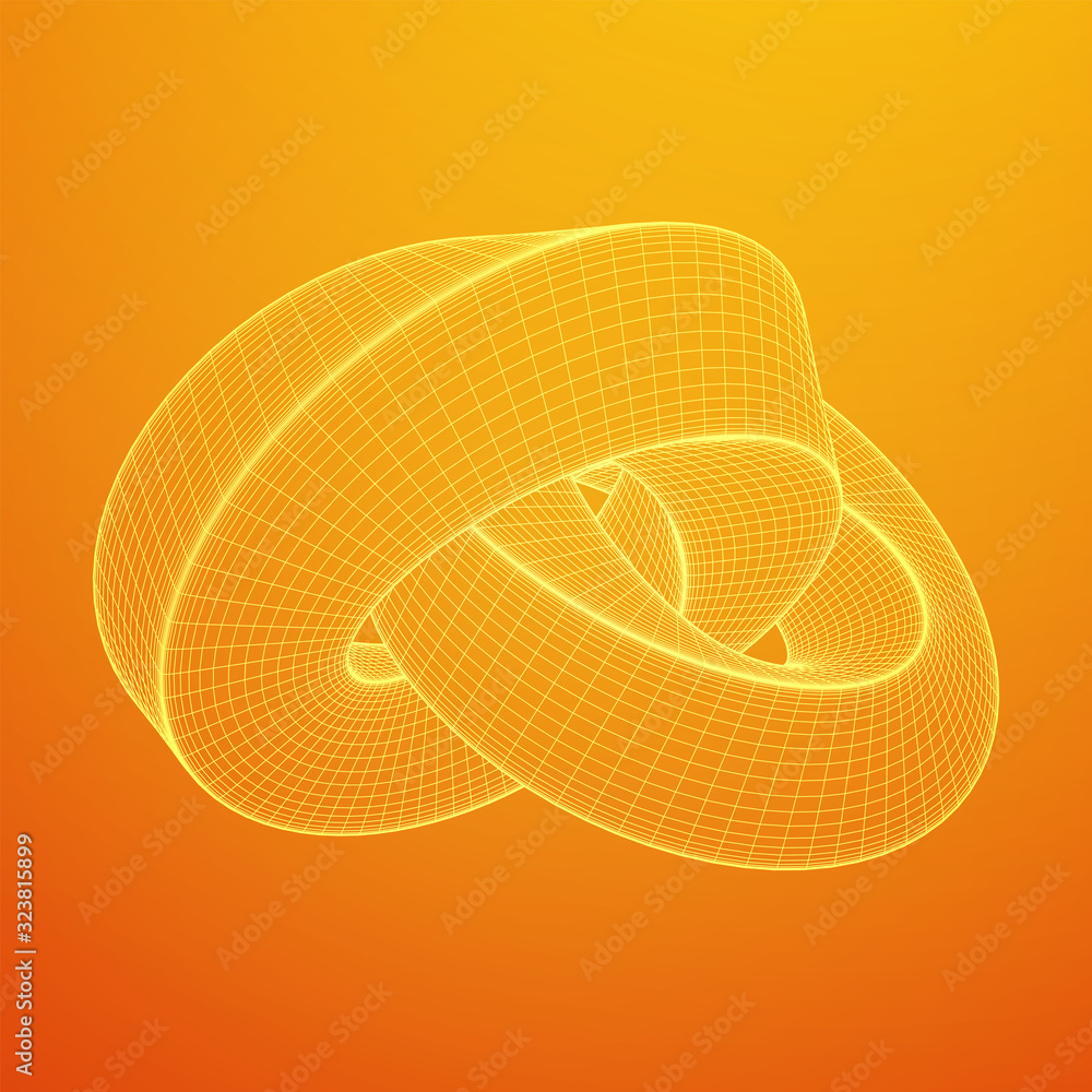 Mobius strip ring knot sacred geometry. Spatial figure with upturned surfaces. Optical illusion ...