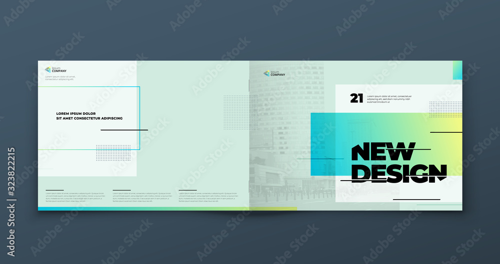 Horizontal Brochure Template Layout Design. Landscape Corporate ...