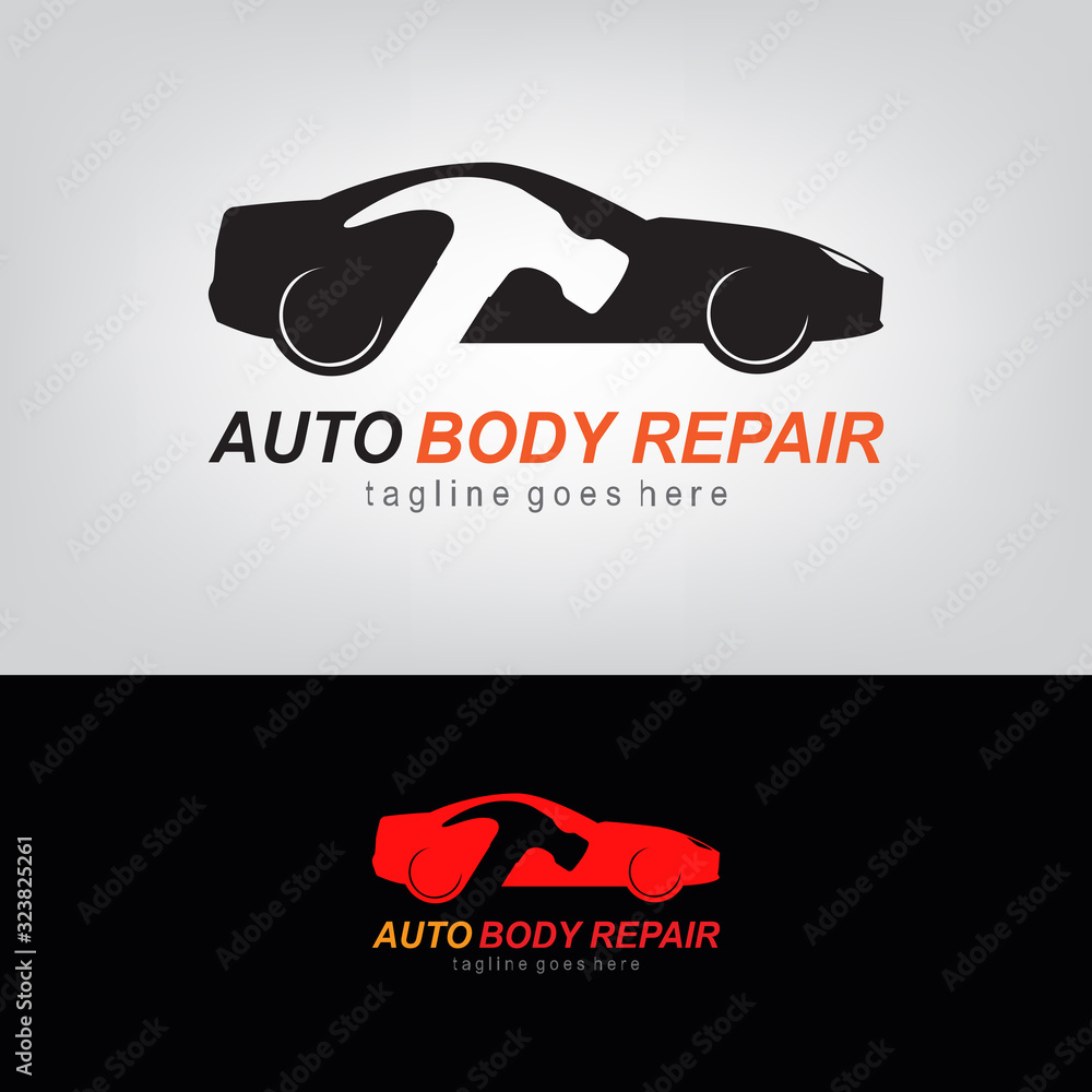 Auto body repair logo, emblems, badges and icons. Car logo Stock Vector ...
