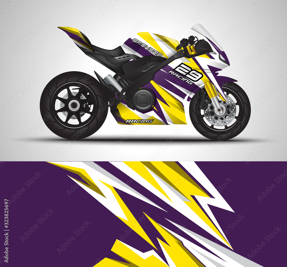 Motorcycle wrap decal and vinyl sticker design. Concept graphic ...