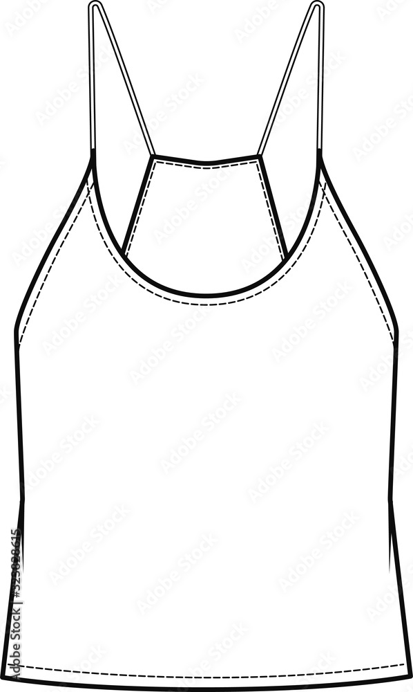 Spaghetti Strap TOP, Fashion Flat Sketch Template Stock Vector | Adobe ...