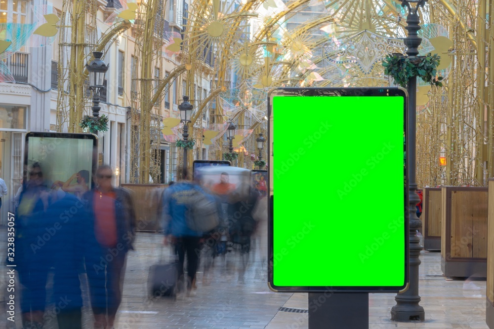 Street Billboard sign with green screen , Mock up of an Outdoor ...