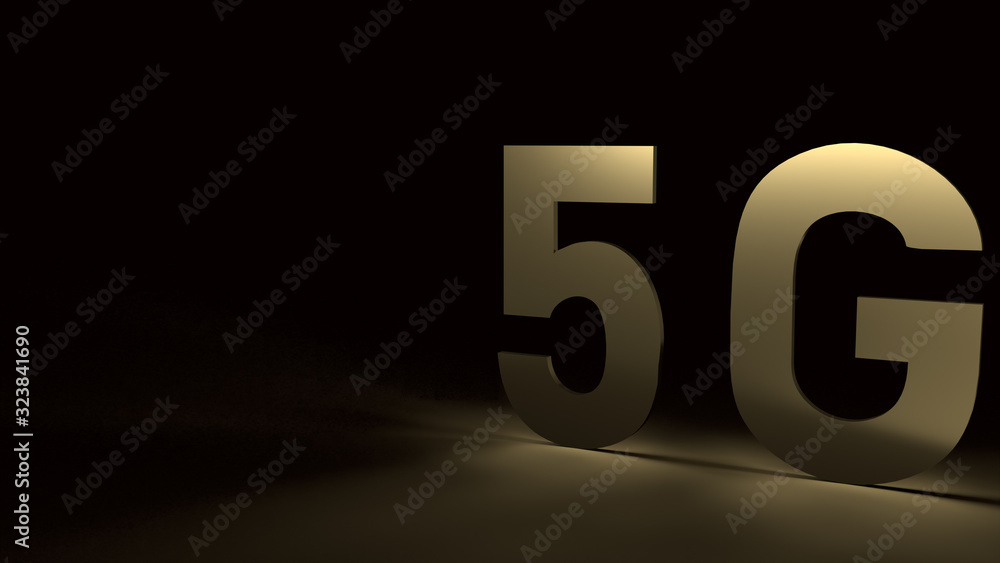 The 5g gold in the dark 3d rendering for technology content. Stock ...