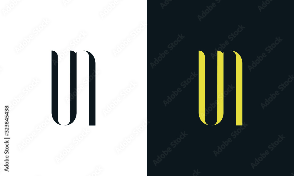 Minimalist abstract line art letter UN logo. This logo icon incorporate ...