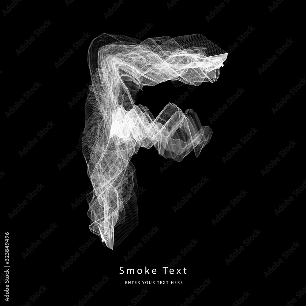 Abstract smoke upper case alphabet letter text art smoky pen brush ...