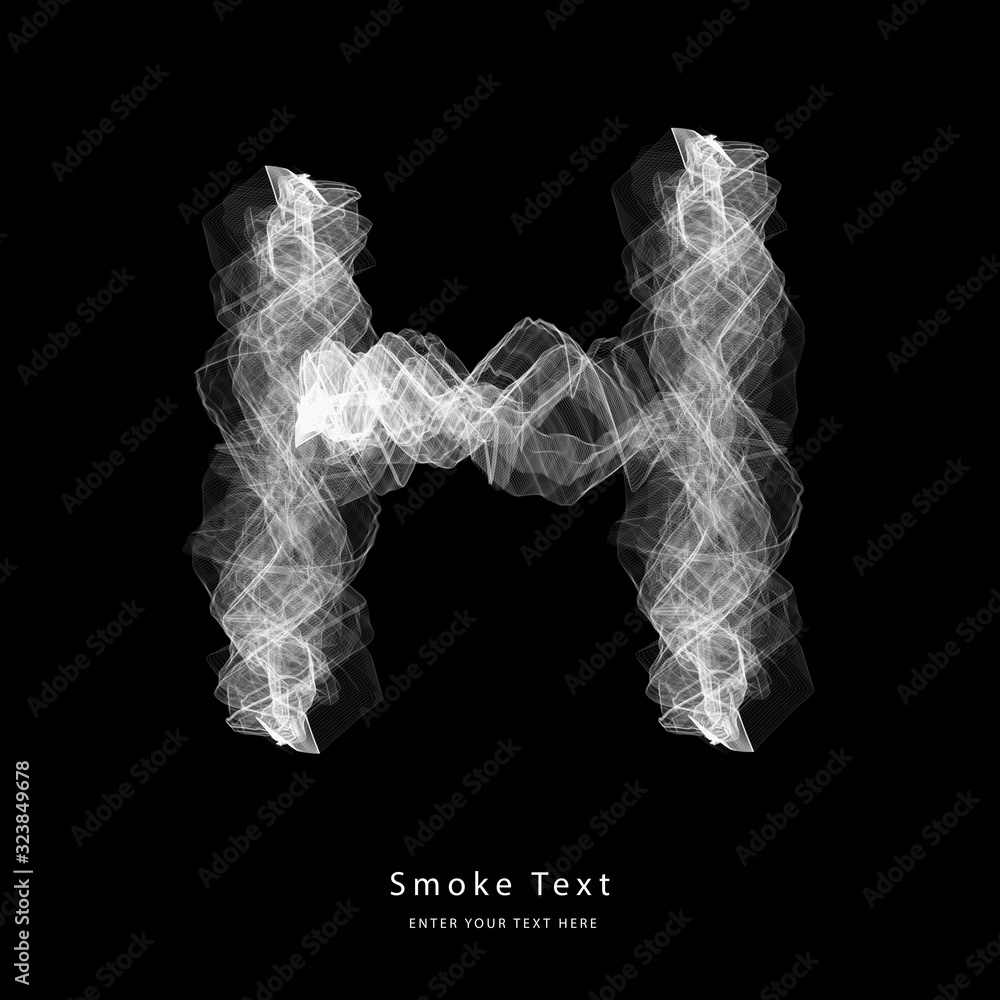 Abstract smoke upper case alphabet letter text art smoky pen brush ...