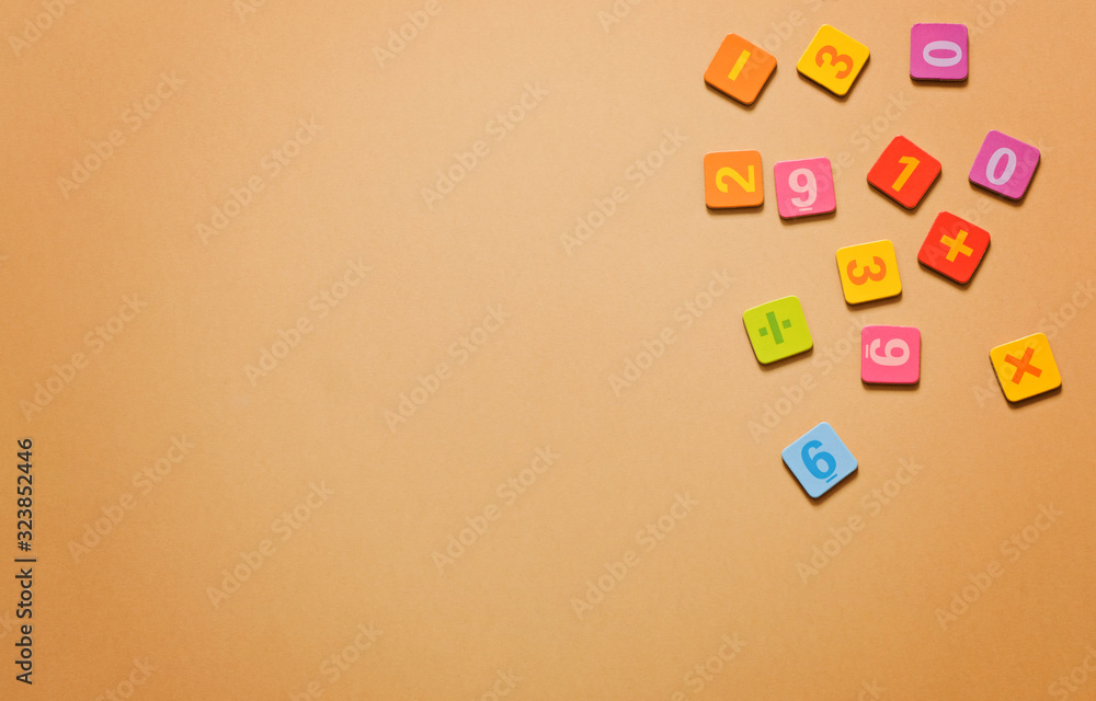 School background - numbers on beige background with copy space ...