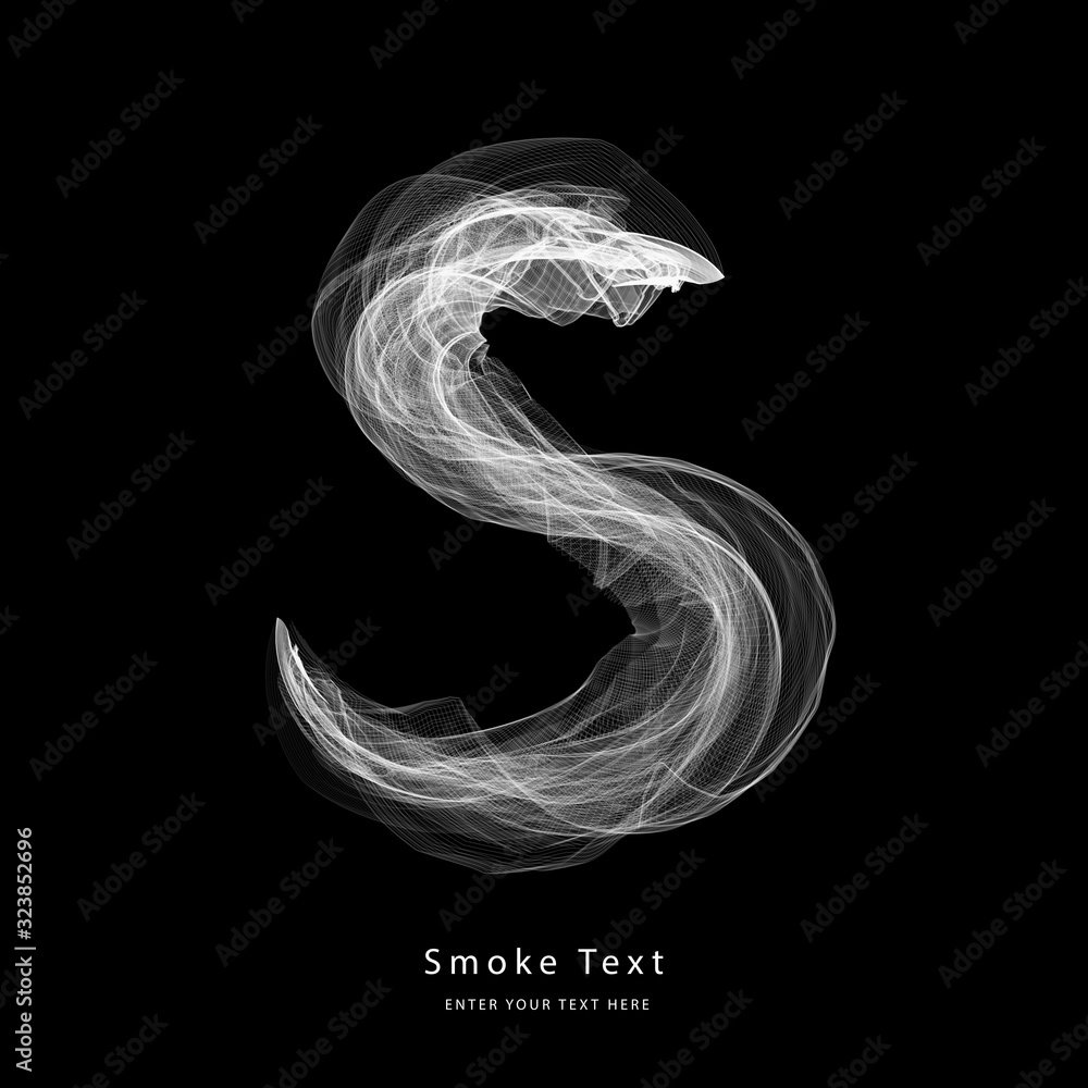 Abstract smoke lower case alphabet letter text art smoky pen brush ...
