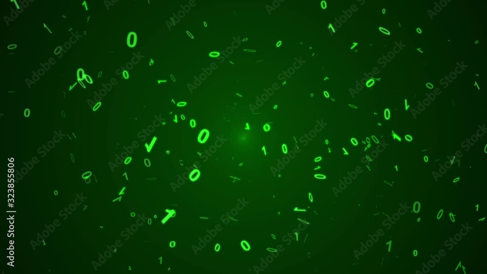 Binary numbers binary codes flowing left to right in a space motion ...