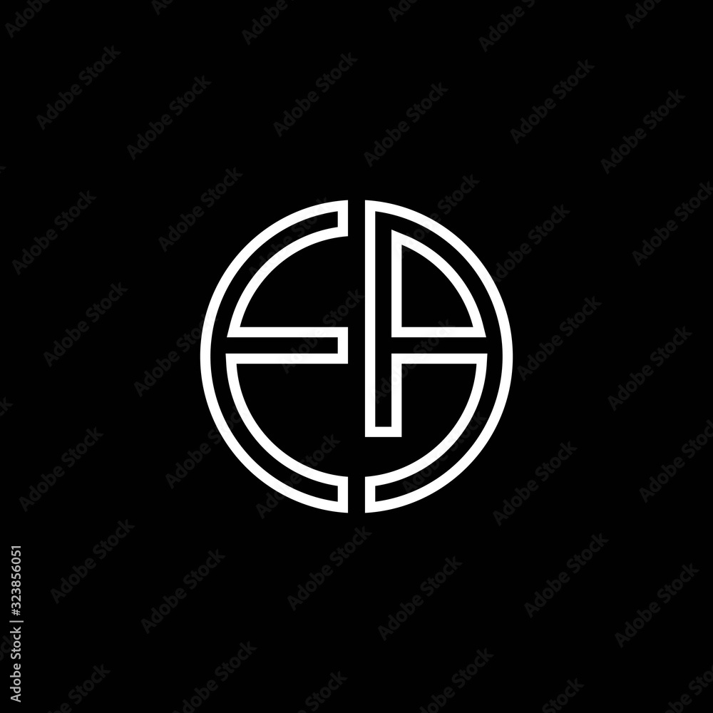 EA monogram logo circle ribbon style outline design template Stock ...