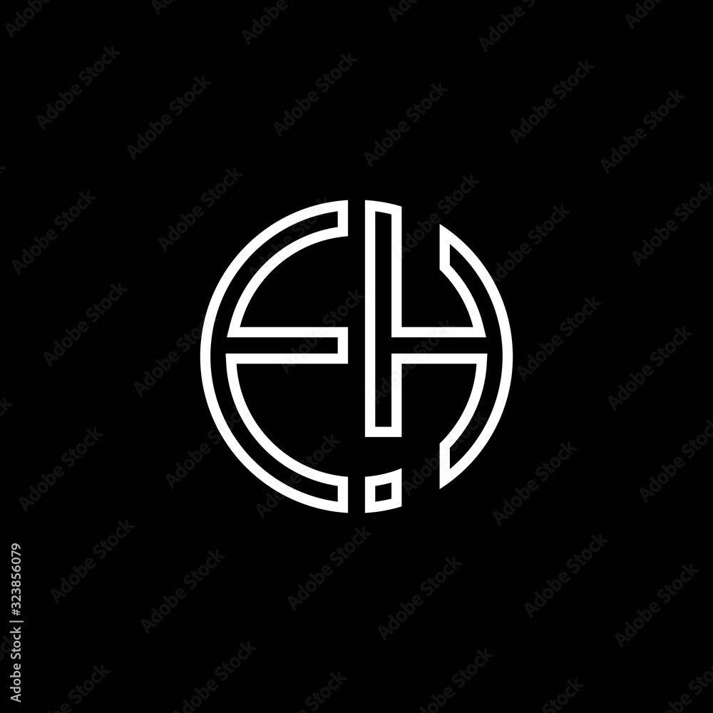 EH monogram logo circle ribbon style outline design template Stock Vector | Adobe Stock