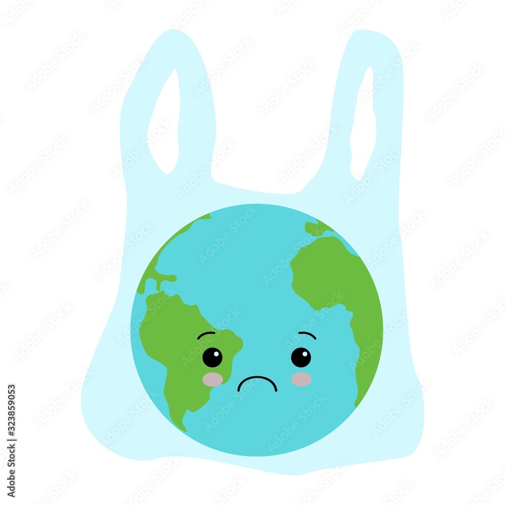Earth in a plastic bag. Ecology conversation. Eco catastrophe ...