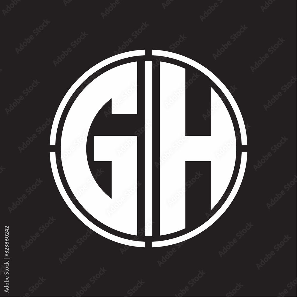 GH Logo initial with circle line cut design template Stock Vector ...