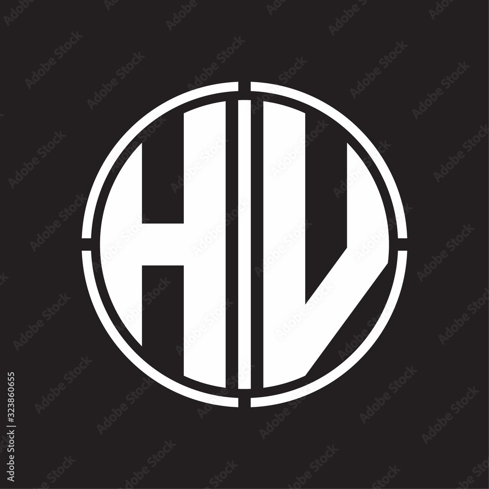 HV Logo initial with circle line cut design template Stock Vector ...