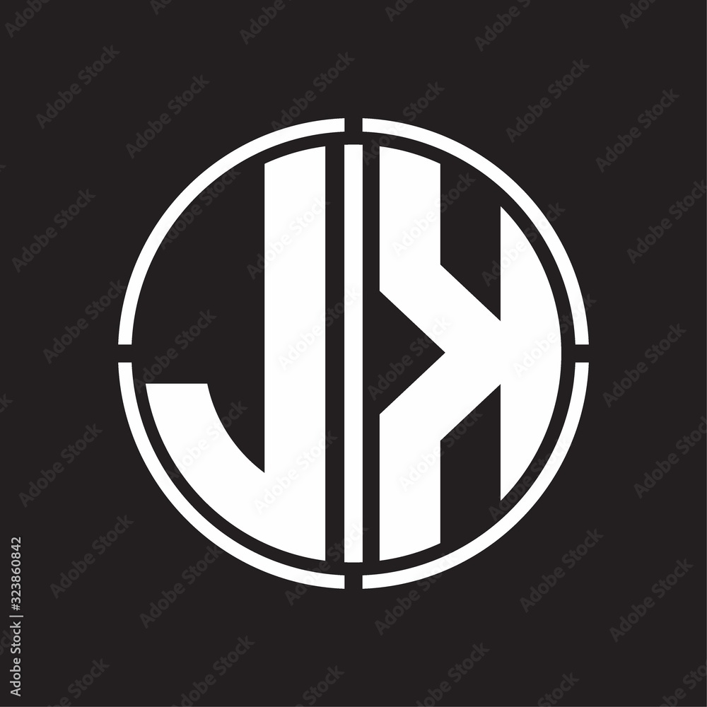JK Logo initial with circle line cut design template Stock Vector ...