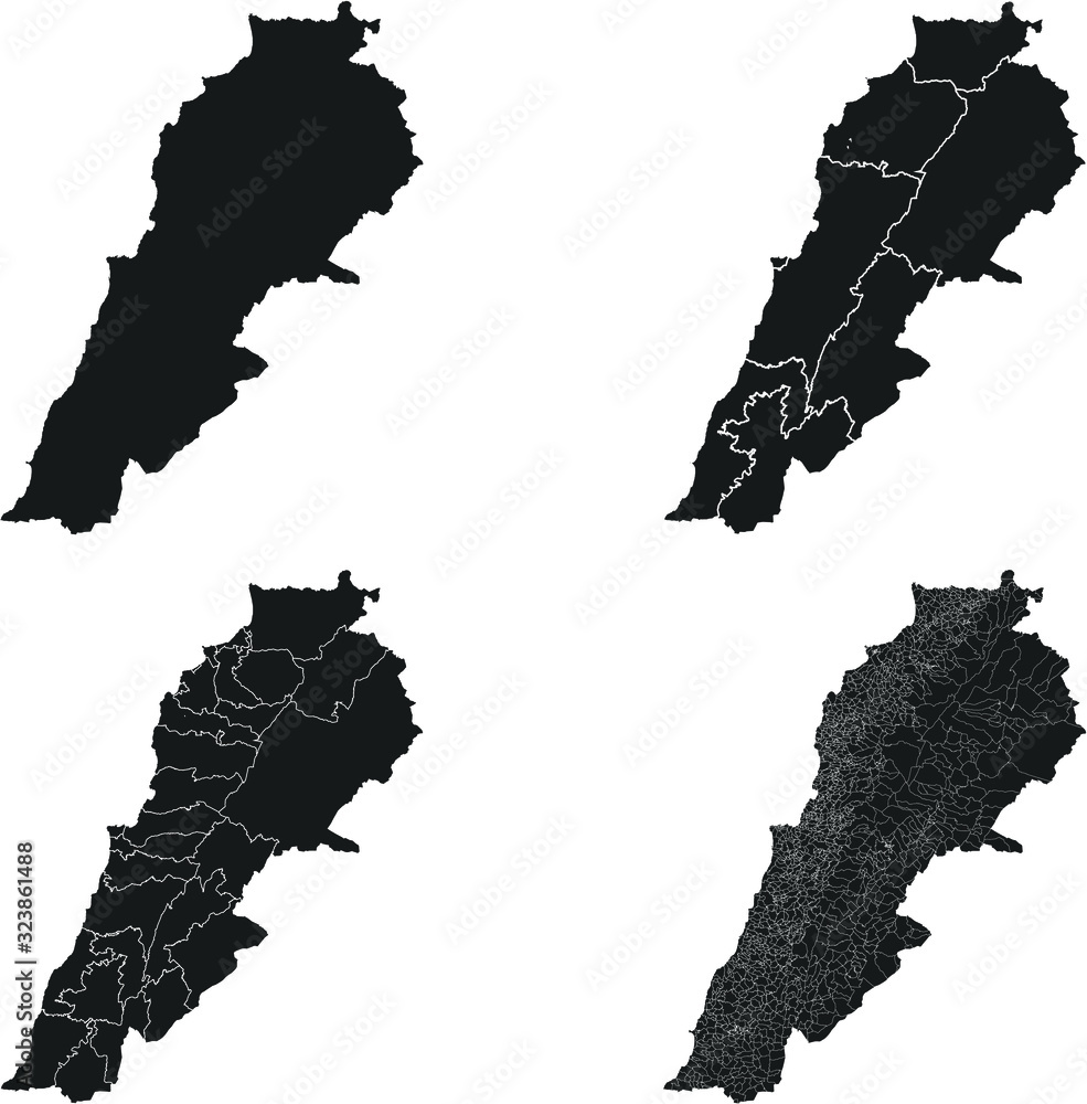 Lebanon vector maps with administrative regions, municipalities ...