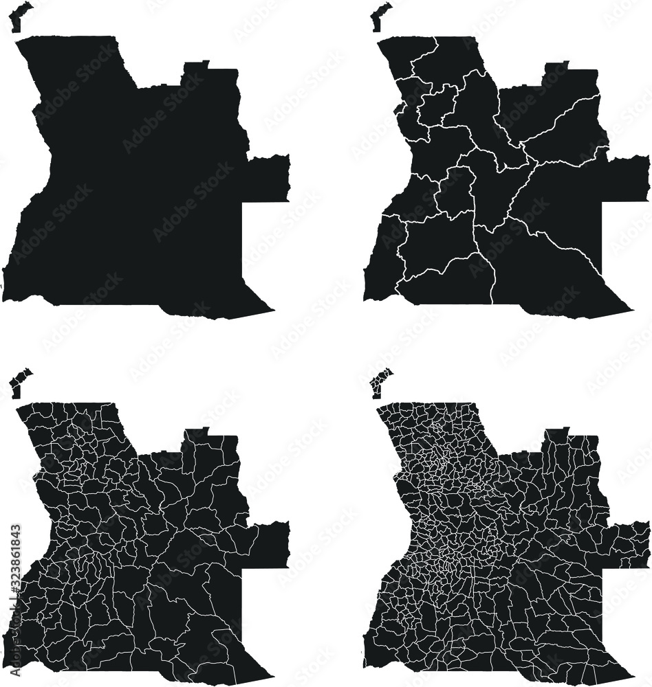 Angola vector maps with administrative regions, municipalities ...